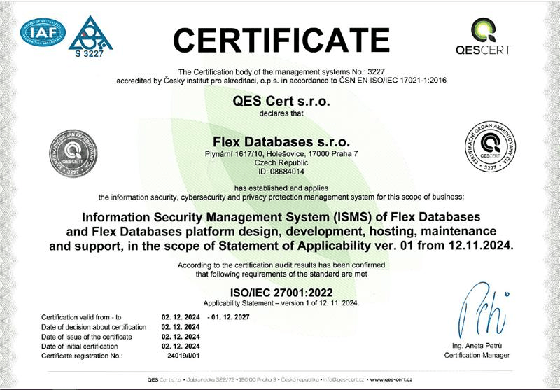 Flex Databases Achieves ISO 27001 Certification - PharmiWeb.com